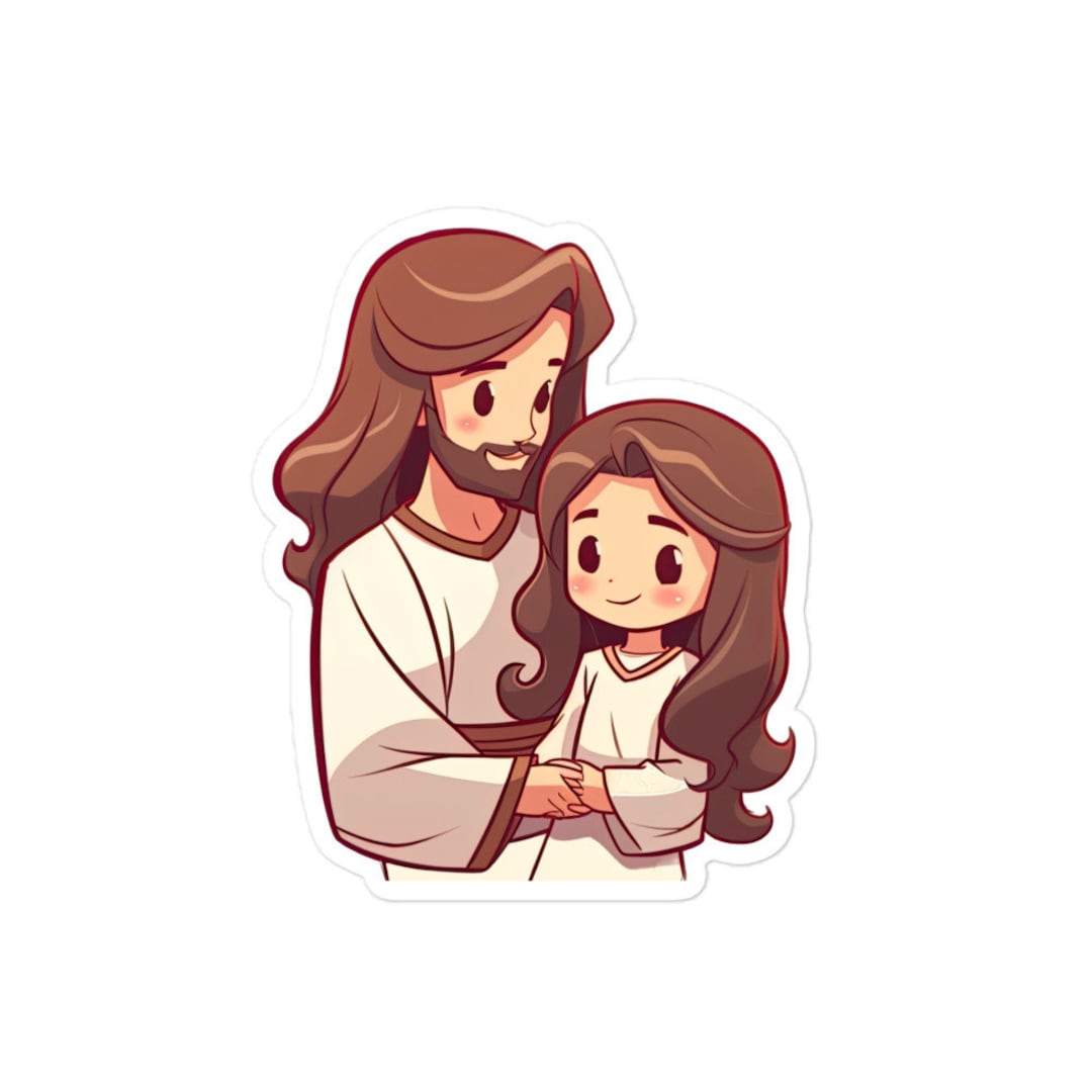 Jesus With Children Sticker, Jesus Christ Sticker Kiss-cut & Bubble ...