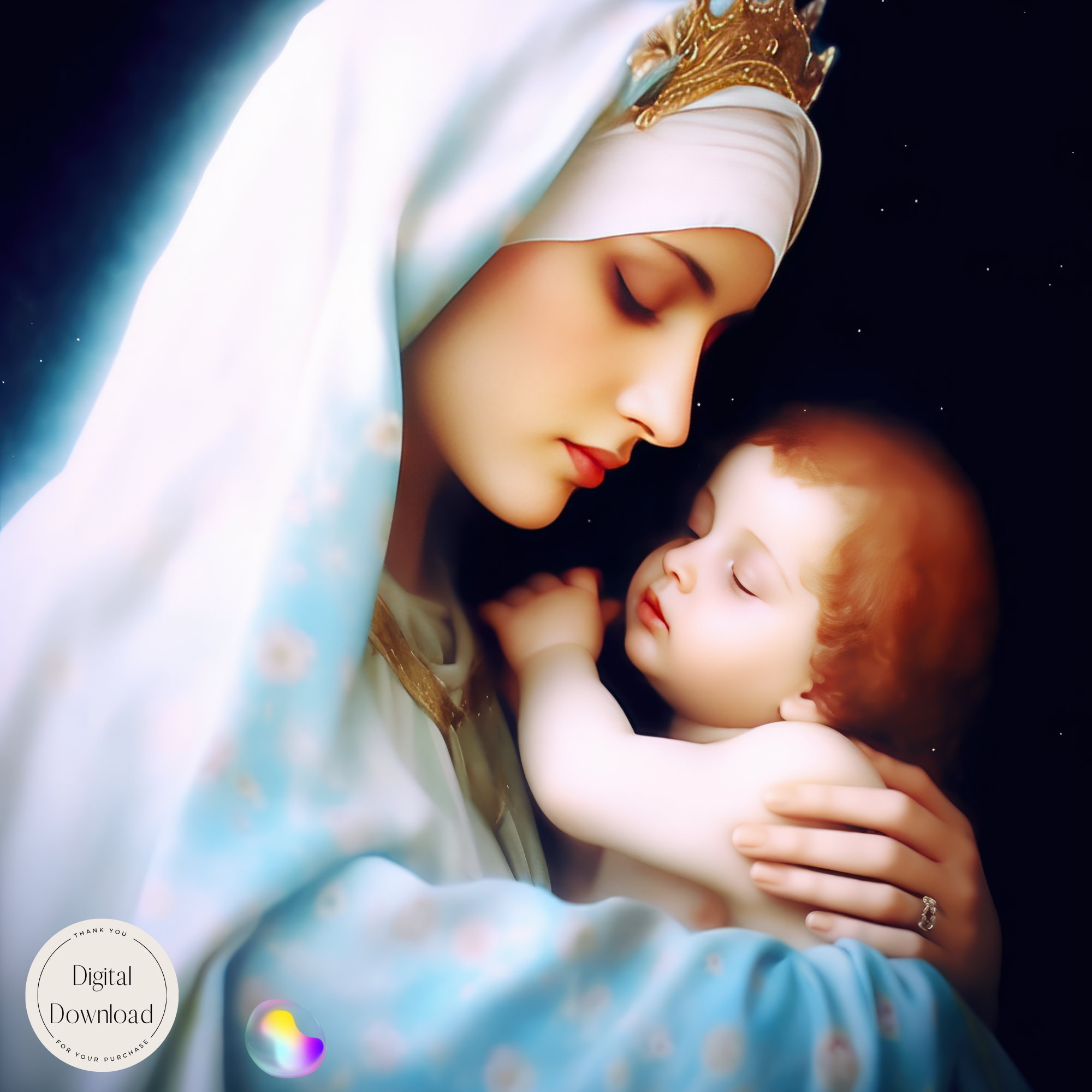 Mother Mary and Baby Jesus Printable Art 15 Instant Download A Blessed ...