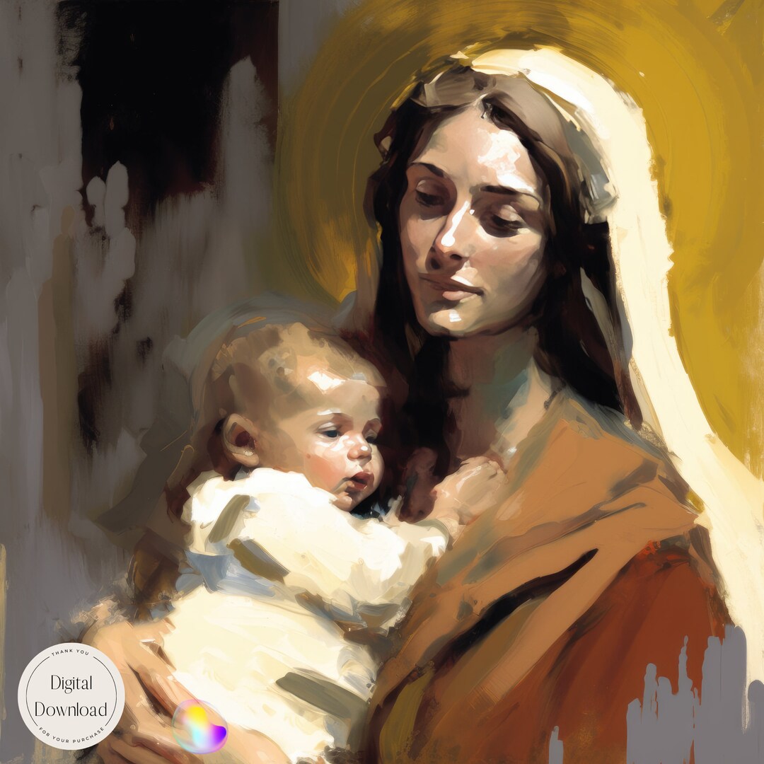 Mary of Bethlehem Digital Art | Mother Mary Religious Printable Art 161 ...