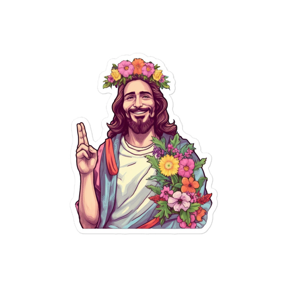 Peace Sign Jesus Sticker | Jesus Christ Decal | Kiss-cut & Bubble-free ...