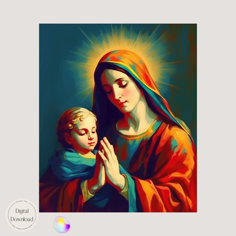 Mother Mary and Baby Jesus Printable Art 28 | Instant Download ...