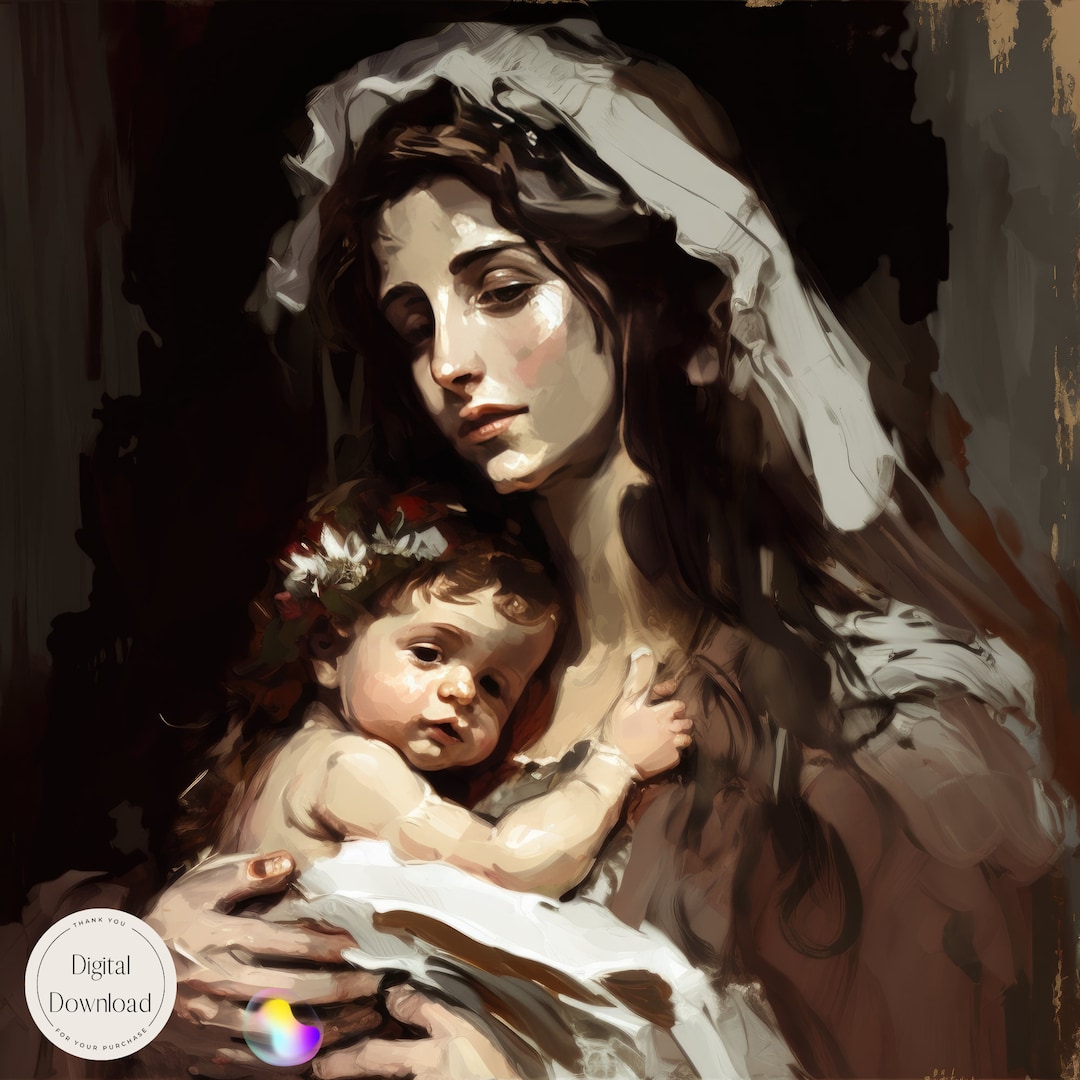 Biblical Mother Mary Iconic Prints | Mother Mary Religious Printable ...