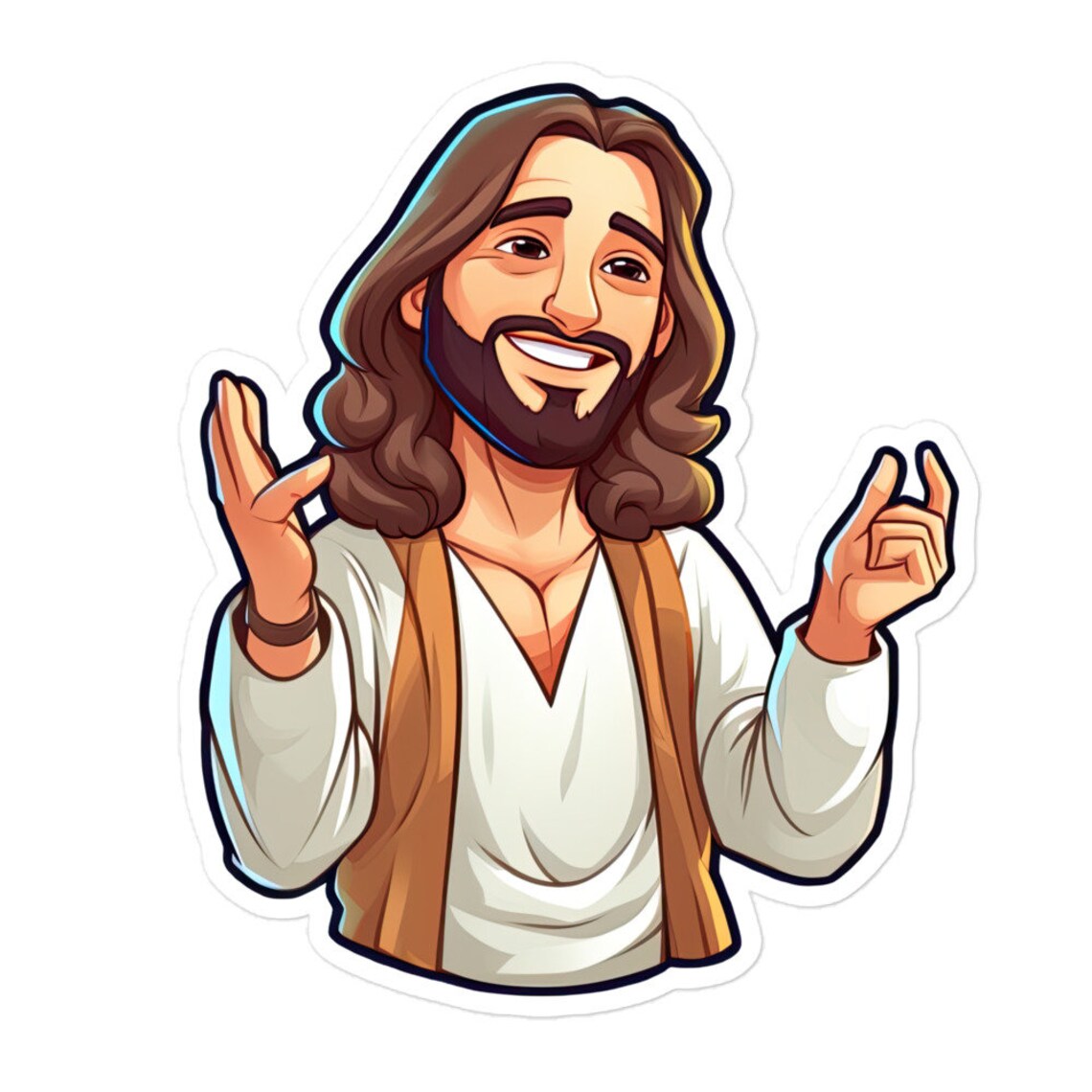 Cute Jesus, Chibi Jesus, Cartoon Jesus Sticker Kiss-cut & Bubble-free ...