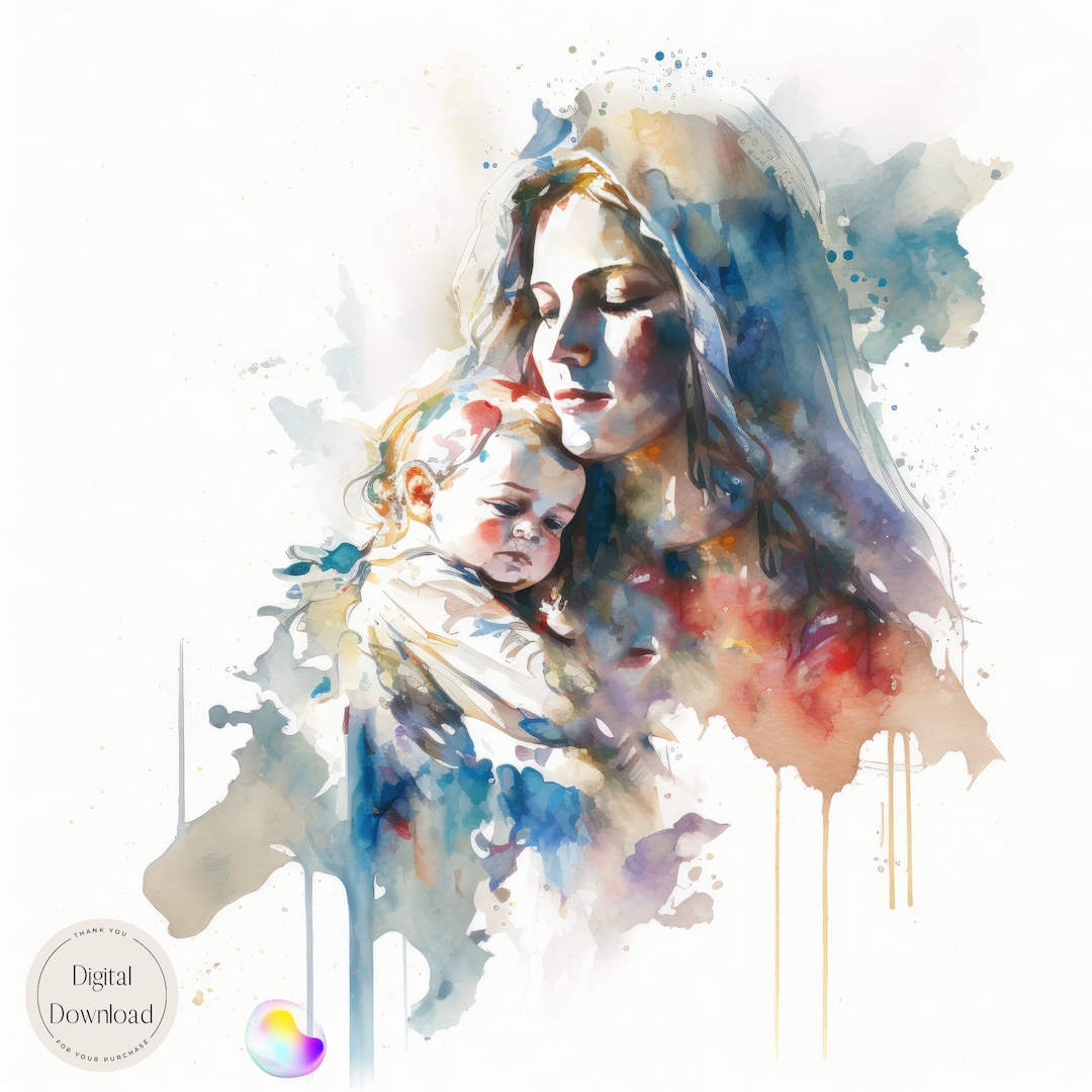 Marian Graceful Iconic Wall Hangings | Mother Mary Religious Printable ...