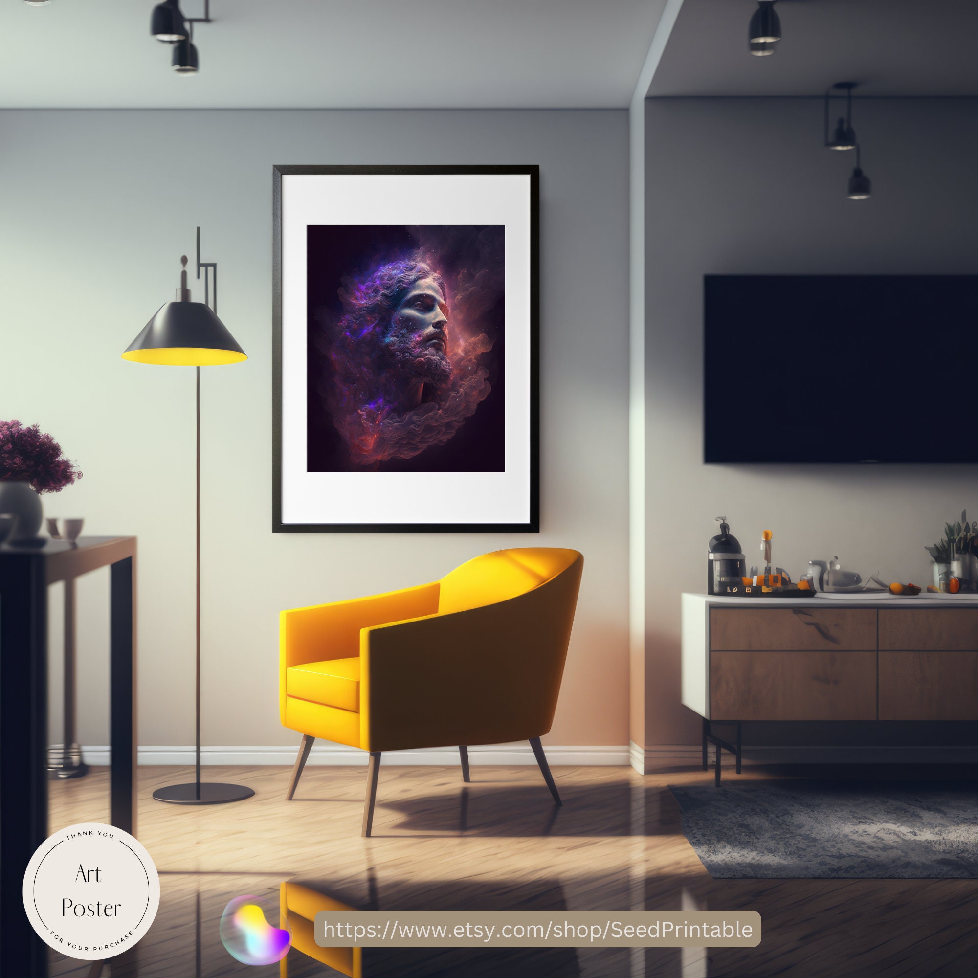 Jesus Christ Portrait Illustration Poster Galaxy Jesus Space Jesus ...