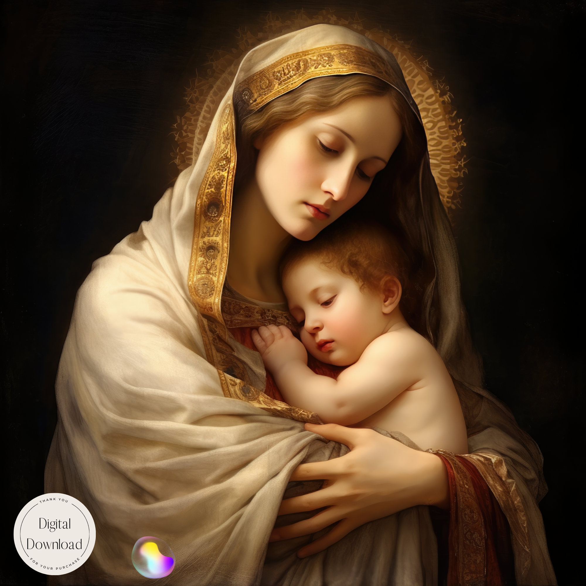 Tender Moments: Mother Mary and Baby Jesus Printable Art 3 Instant ...