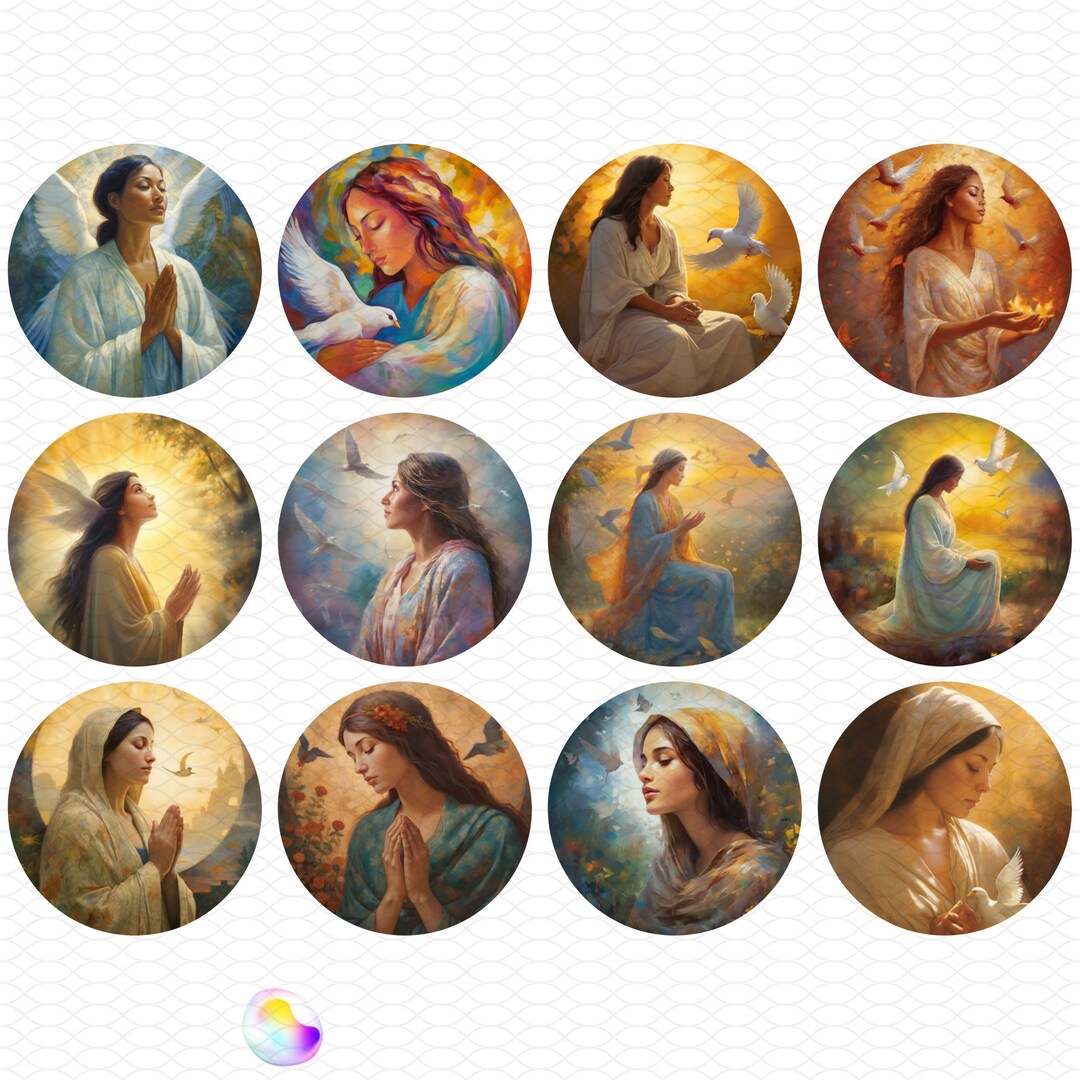12x Woman Praying Sticker Sheet - Circle Stickers 4 | Perfect for Faith ...