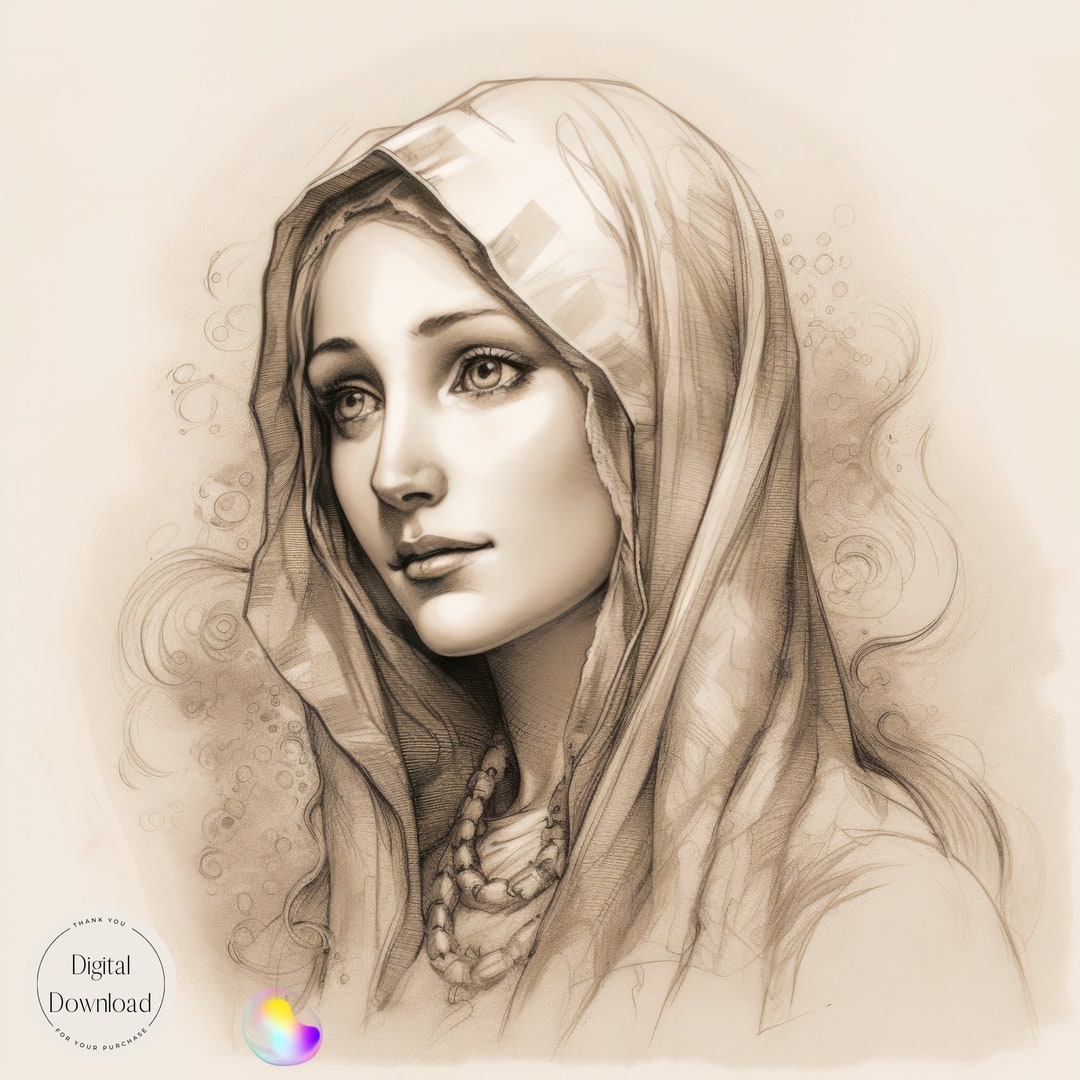 Spiritual Mary Portrait Printables | Mother Mary Religious Printable ...