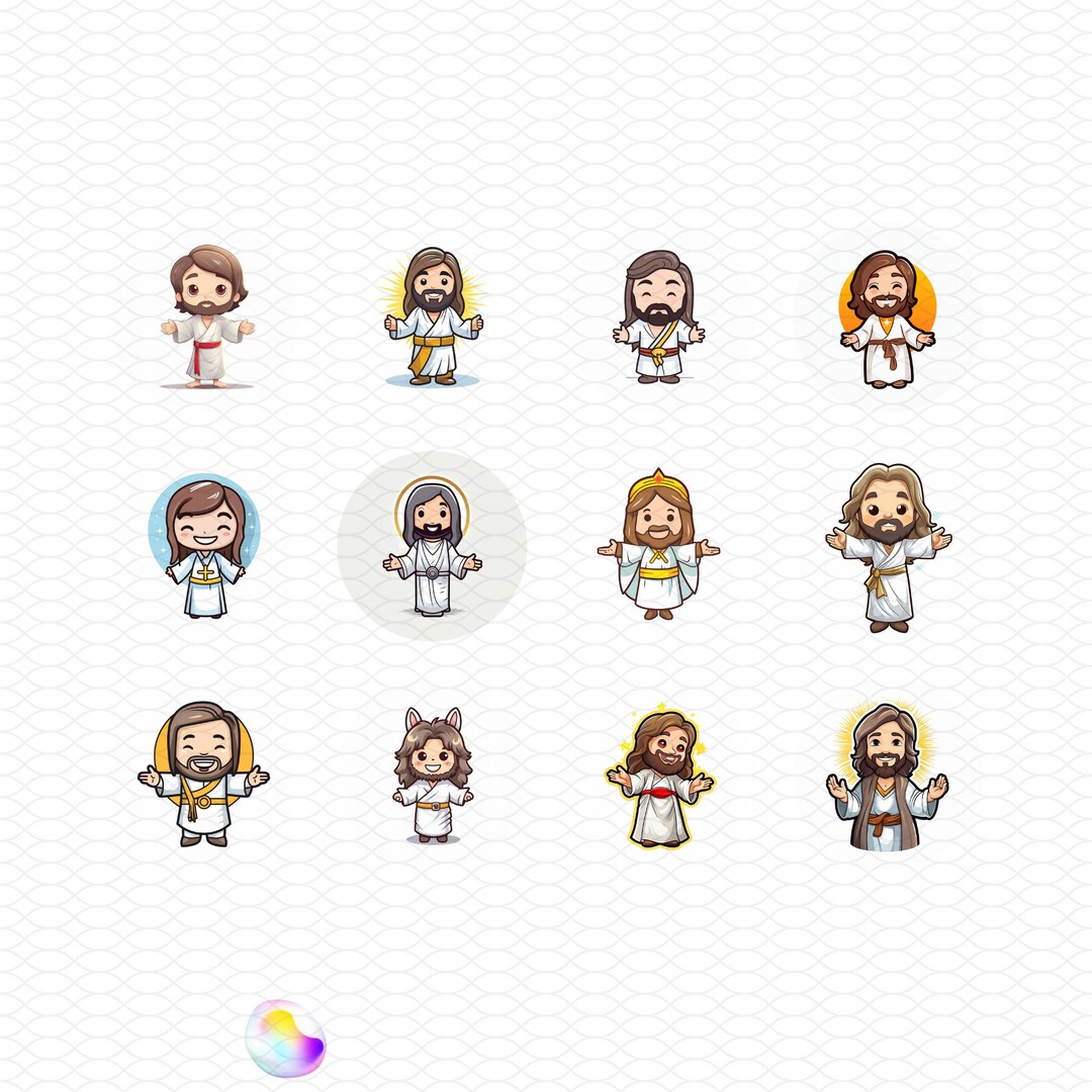 12x Cute Chibi Jesus Christ Sticker Sheet - Circle Stickers 55 | Jesus ...