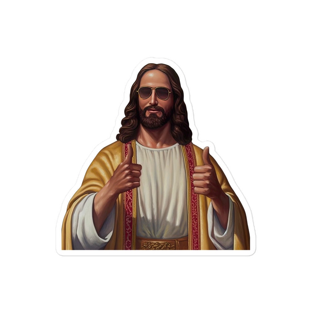 Jesus Giving A Thumb up Sticker | Cool Jesus Wearing Sunglasses Sticker ...
