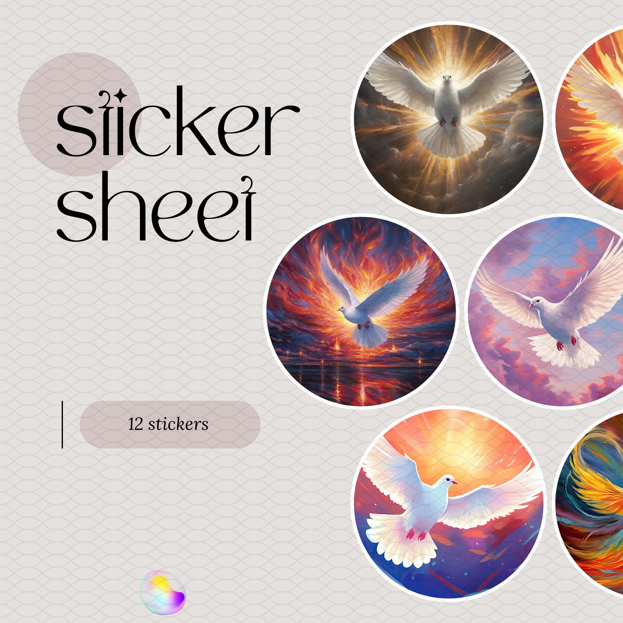 12x Pentecost Fire Artwork Decal Holy Spirit Sticker for Worship Groups ...