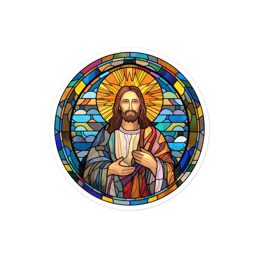 Stained Glass Jesus Christ Sticker Kiss-cut & Bubble-free Premium ...