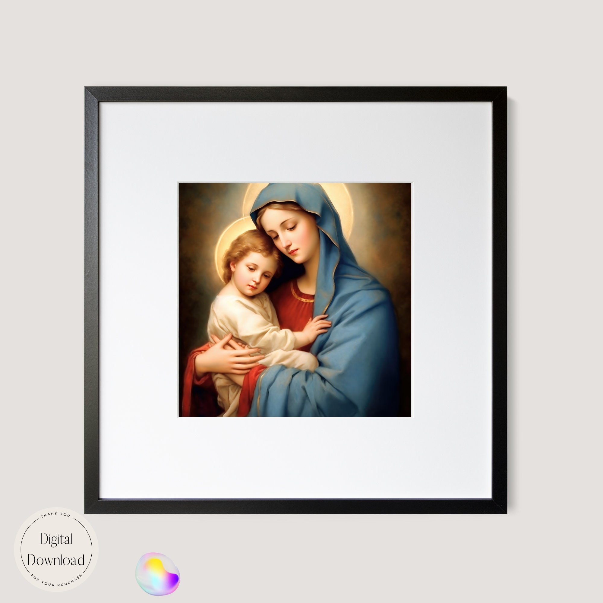 Mother Mary and Baby Jesus Printable Art 46 | Instant Download ...