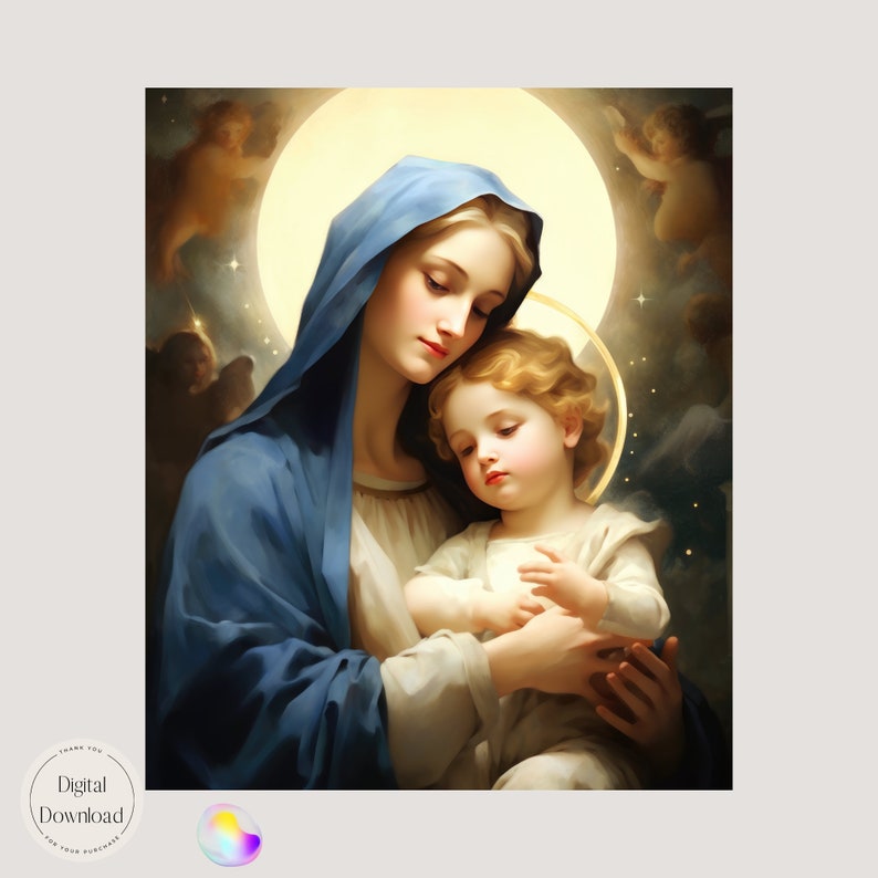 Mother Mary and Baby Jesus Printable Art 61 Instant Download - Etsy