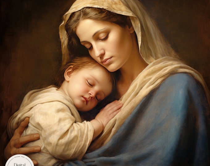 Mother Mary and Baby Jesus Printable Art 79 | Instant Download ...