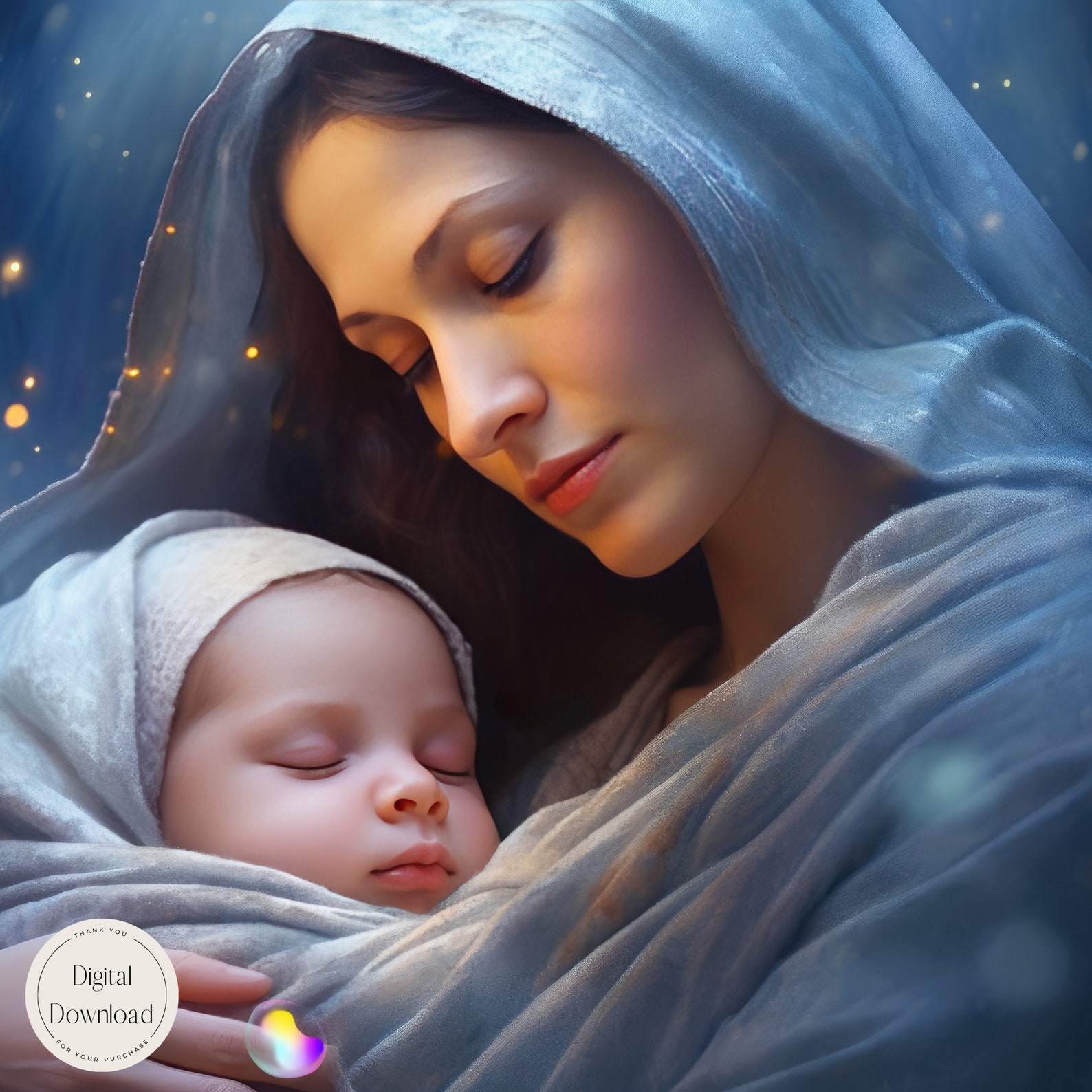 Mother Mary and Baby Jesus Printable Art 43 | Instant Download | Art ...