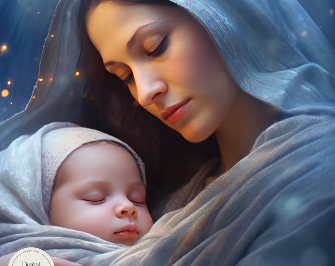 Mother Mary and Baby Jesus Printable Art 43 | Instant Download | Art ...