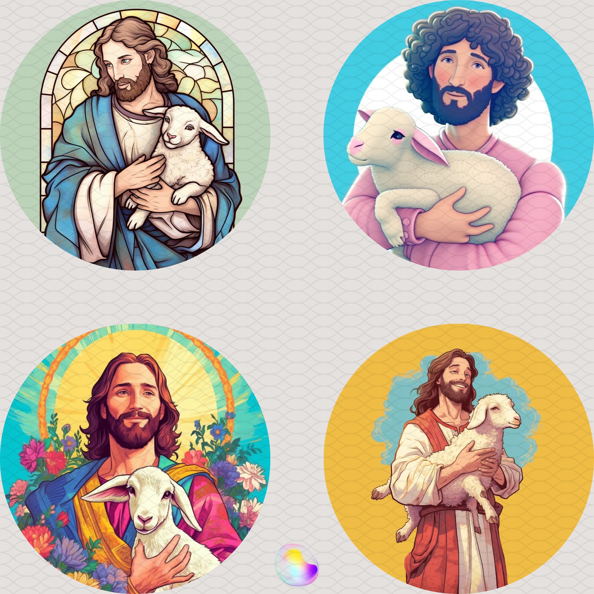 Jesus Christ Holding A Lamb Stickers Christ Sticker Sheet Circle ...