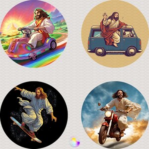 12x Jesus Takes the Wheel Stickers Jesus Christ Sticker Sheet Circle ...