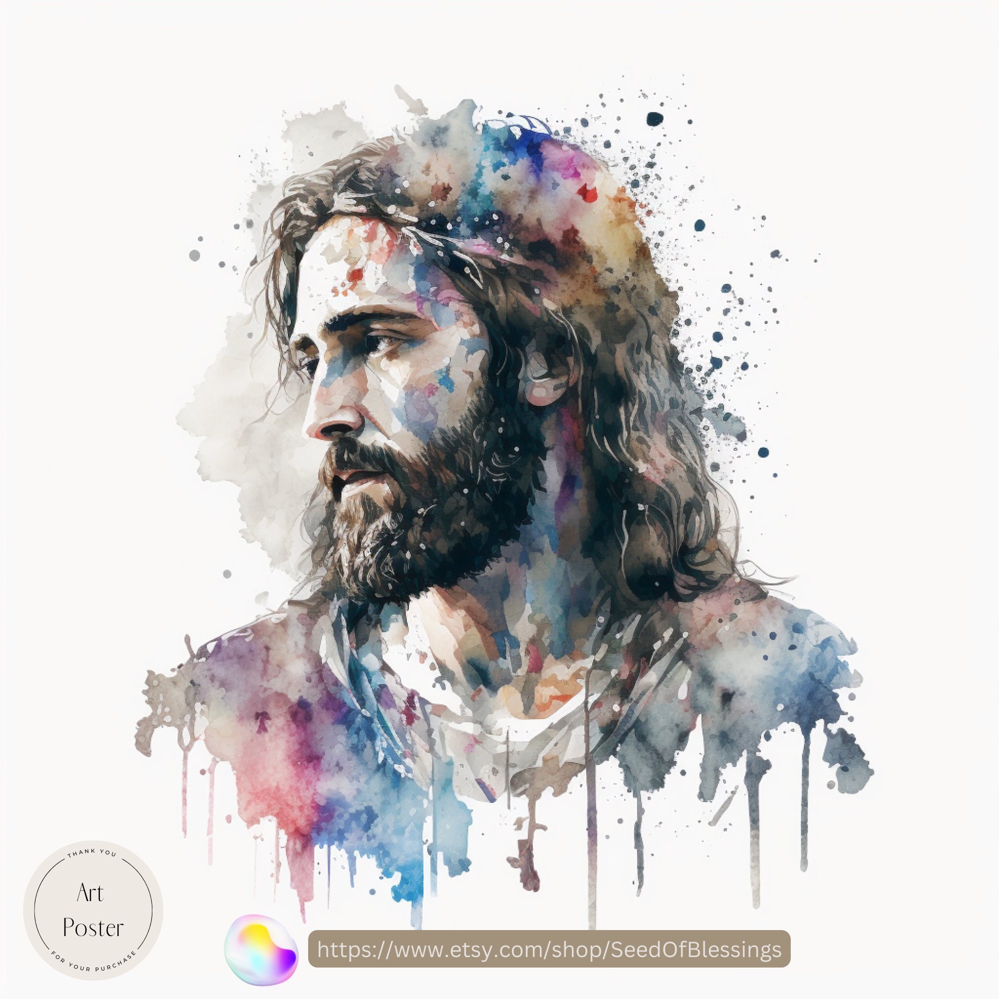 Jesus Christ Portrait Religious Wall Art Christian Decor Catholic Gift ...