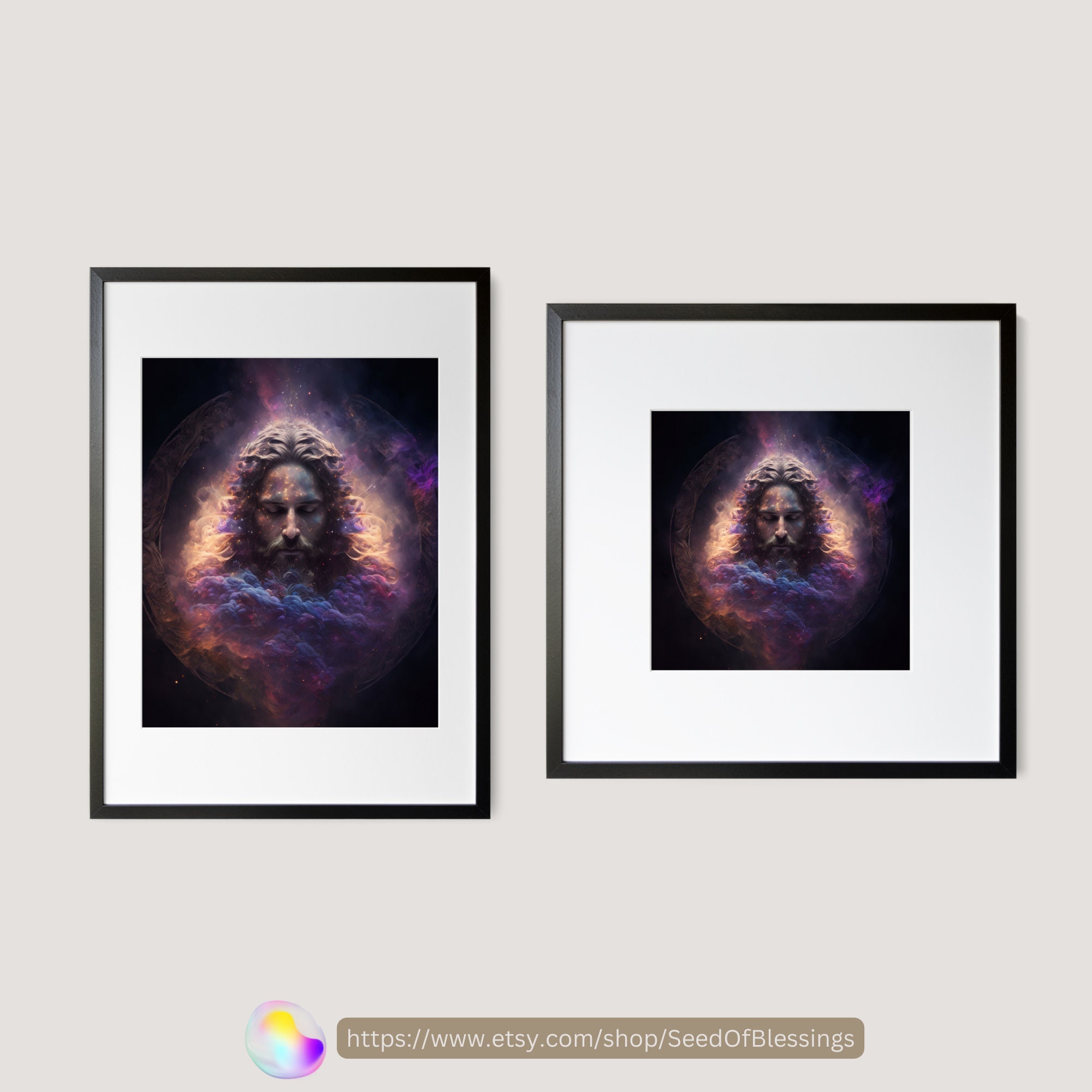 Jesus Christ Portrait Illustration Poster Galaxy Jesus Space Jesus ...