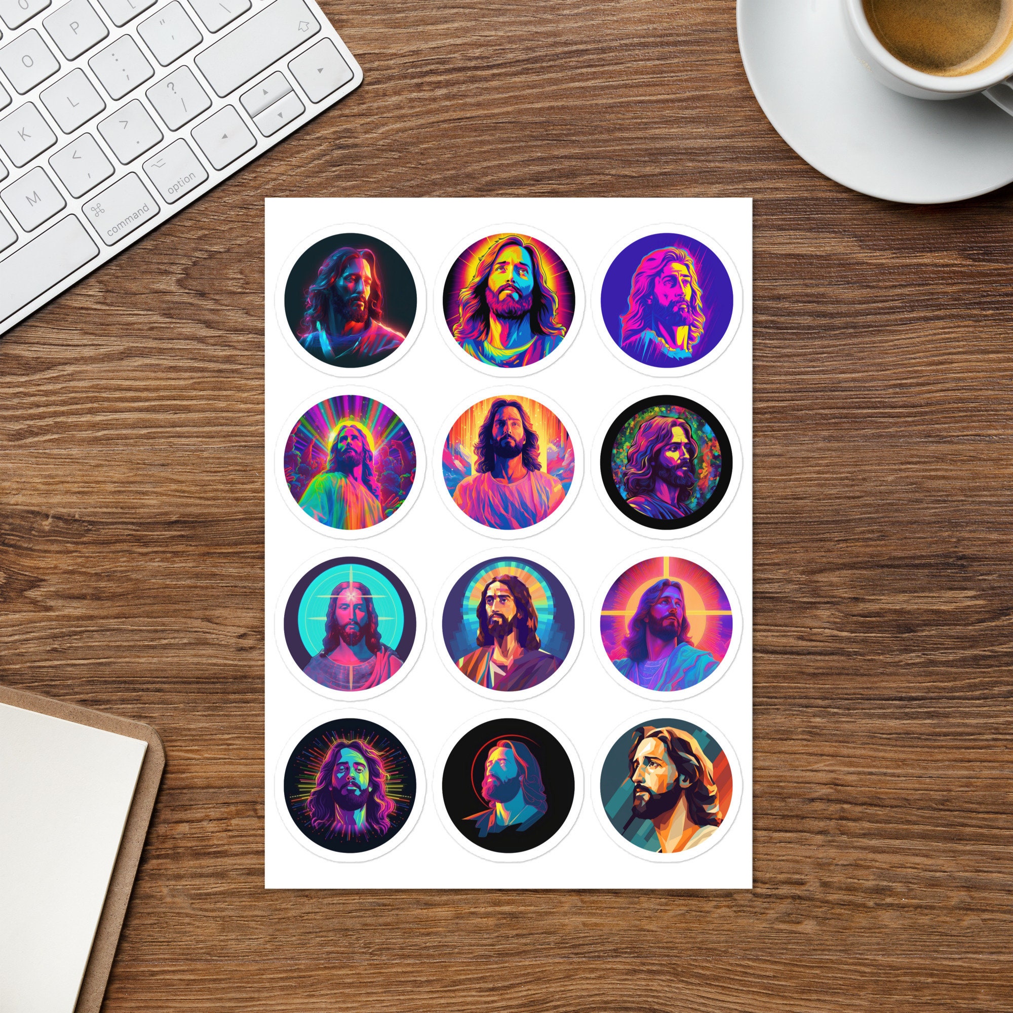 12x Jesus Christ Sticker Sheet Circle Stickers 12 Jesus Decals Ideal ...