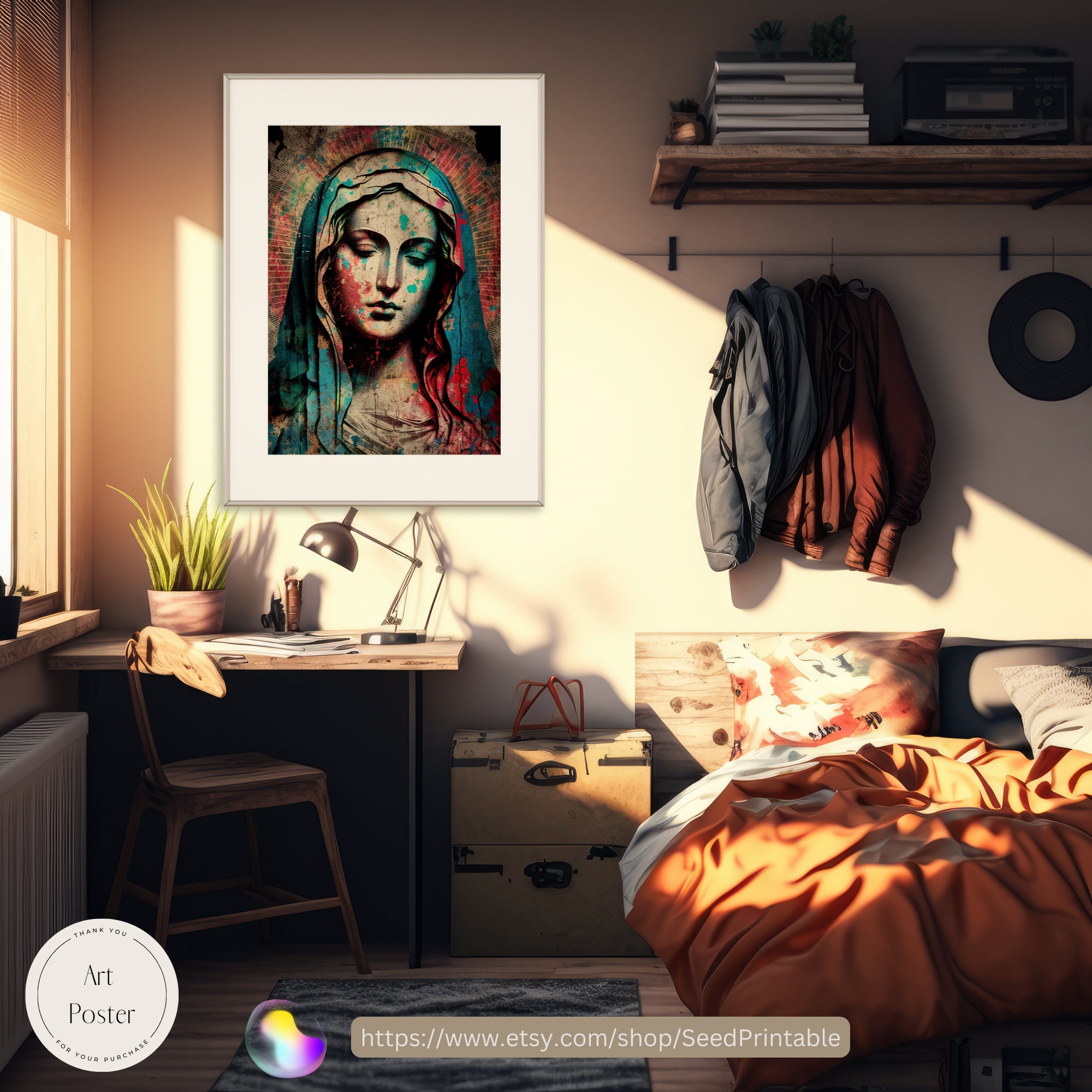 Lady of Grace: Mother Mary Portrait Art Poster - Etsy