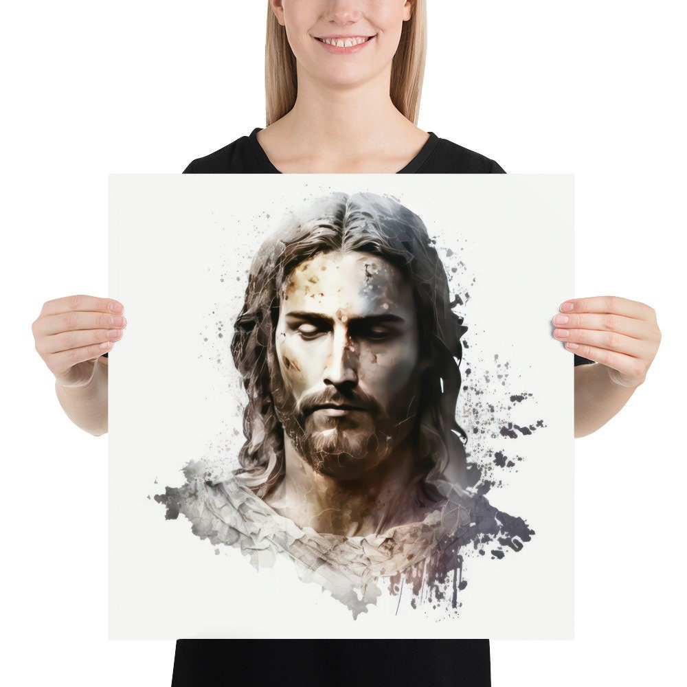 Jesus Christ Portrait Illustration Poster Spiritual Art Bible Art ...