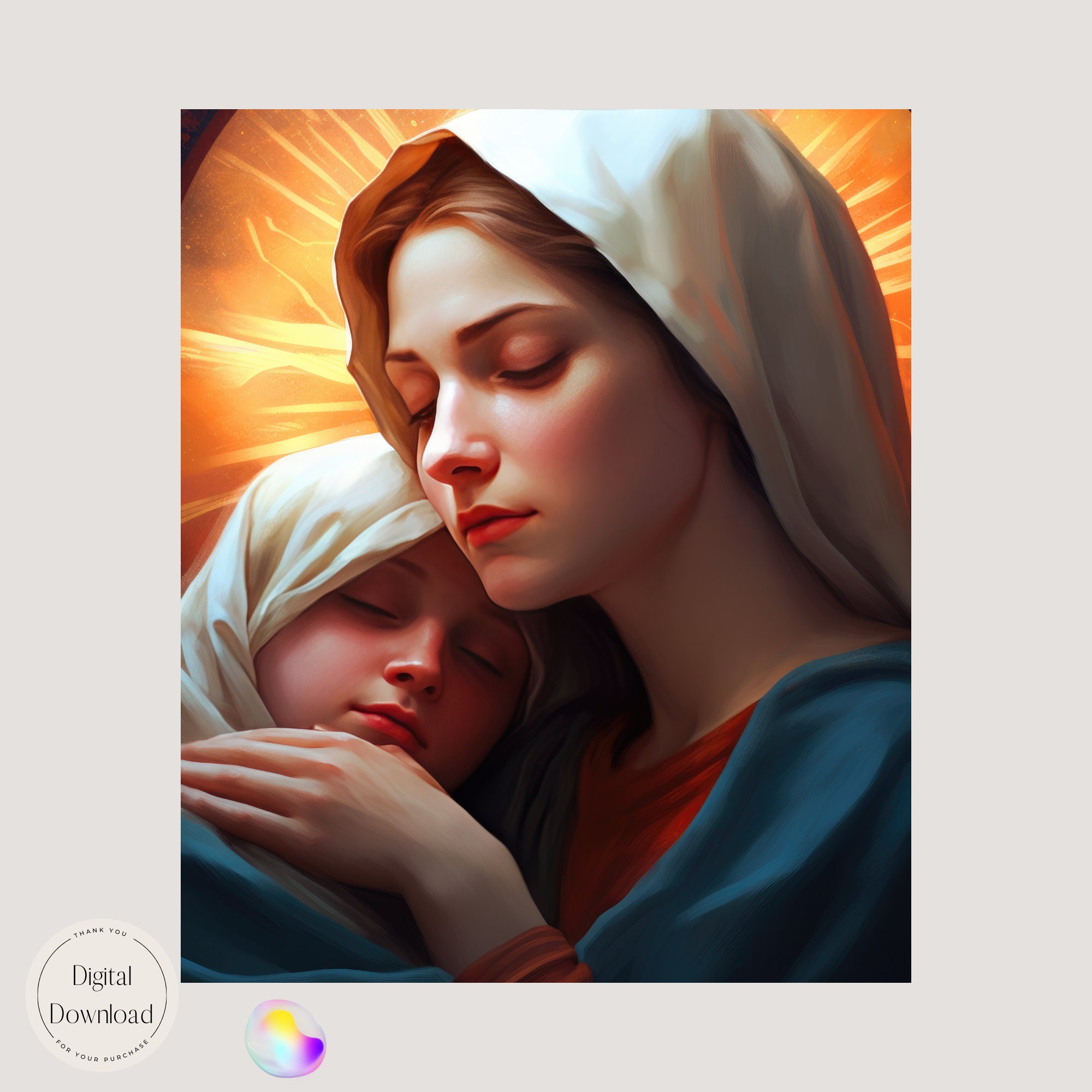 Mother Mary and Baby Jesus Printable Art 66 Instant Download Missionary ...