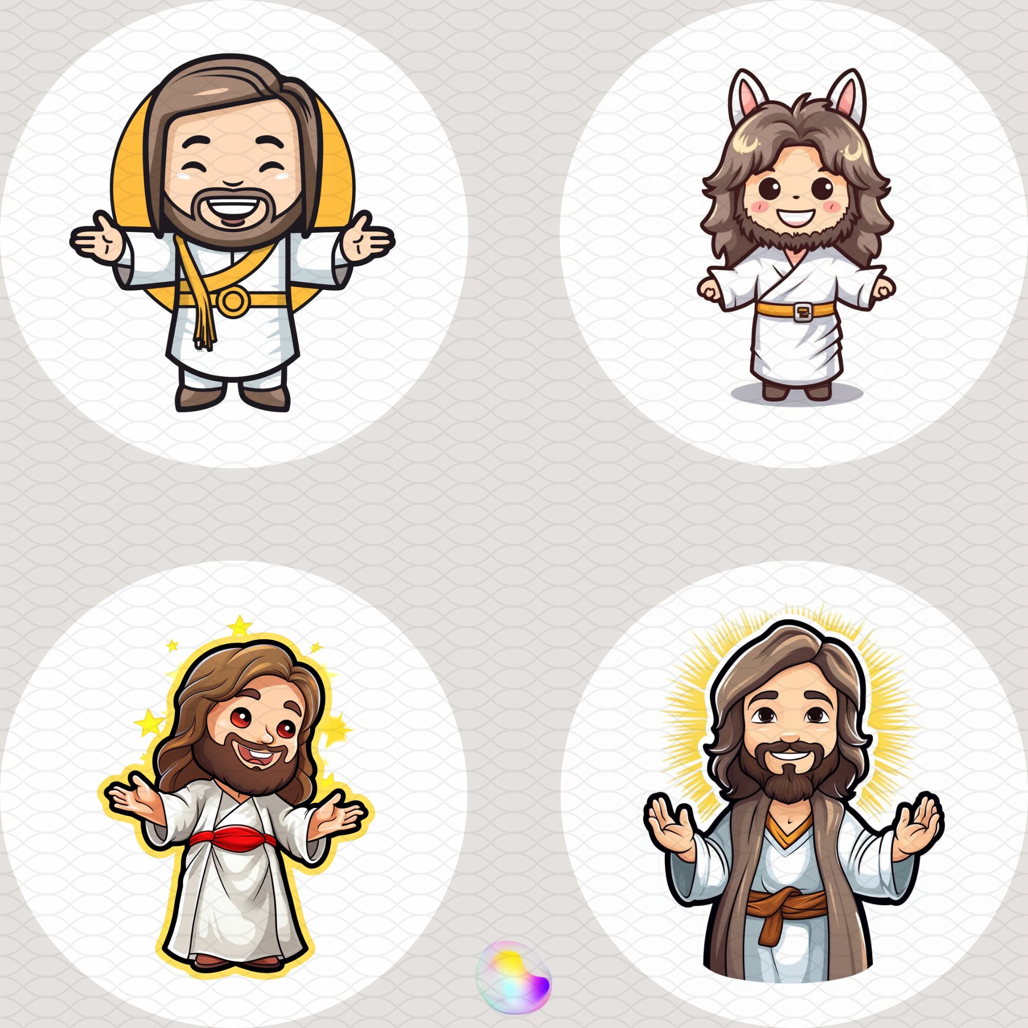 12x Cute Chibi Jesus Christ Sticker Sheet Circle Stickers 55 Jesus ...