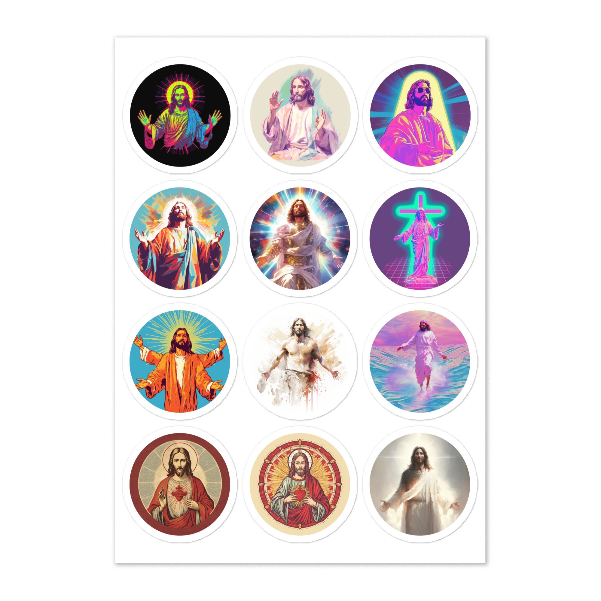 Praising Jesus Jesus Christ Sticker Sheet Circle Stickers 53 Enhance ...