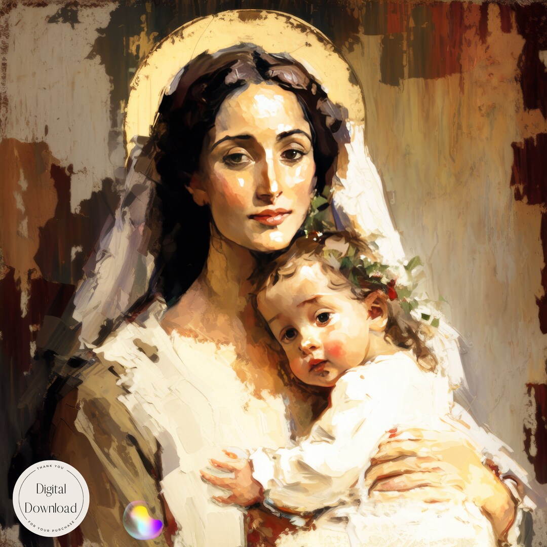 Holy Mary Divine Digital Artwork Mother Mary Religious Printable Art ...