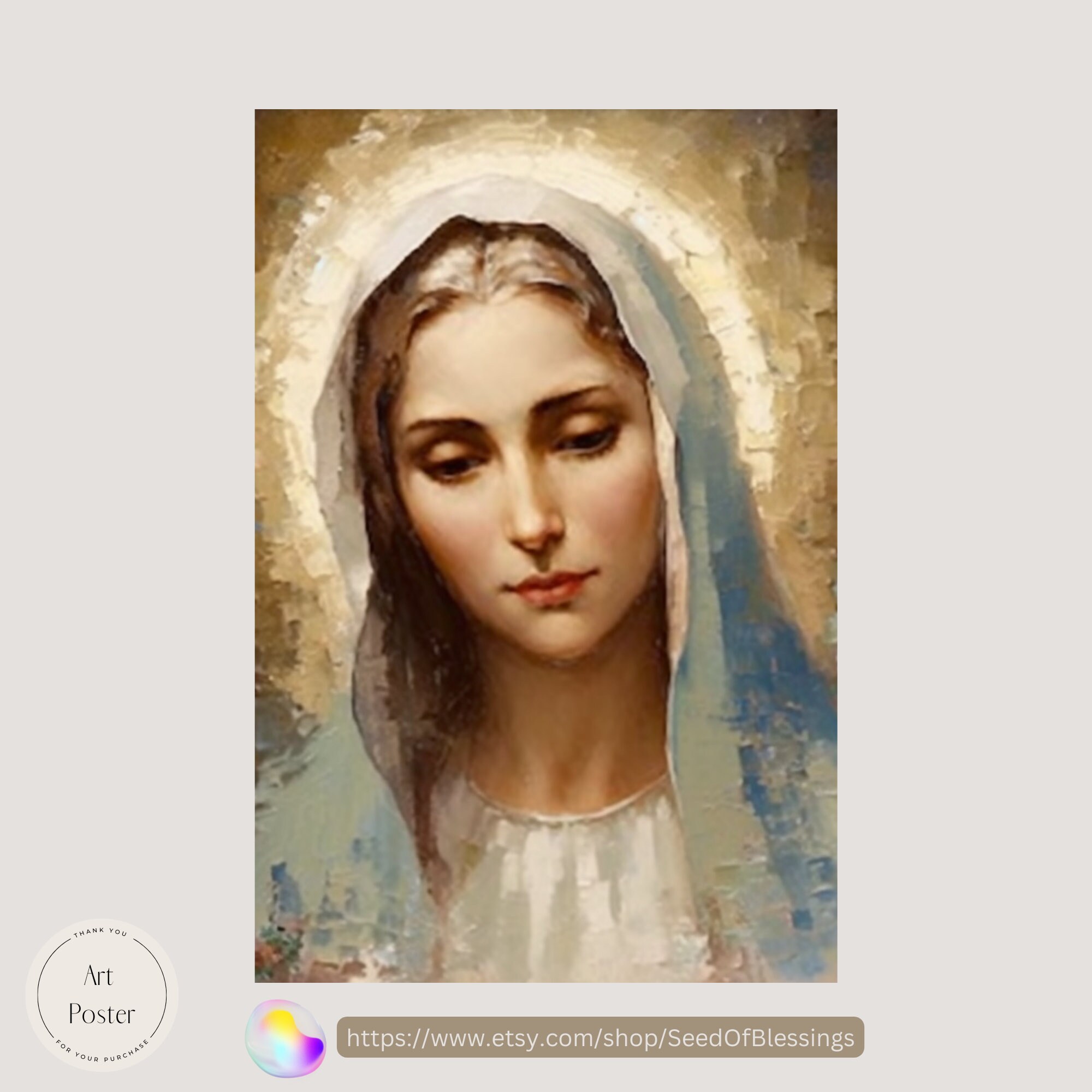 Mary Queen of Heaven Portrait Religious Art Christian - Etsy
