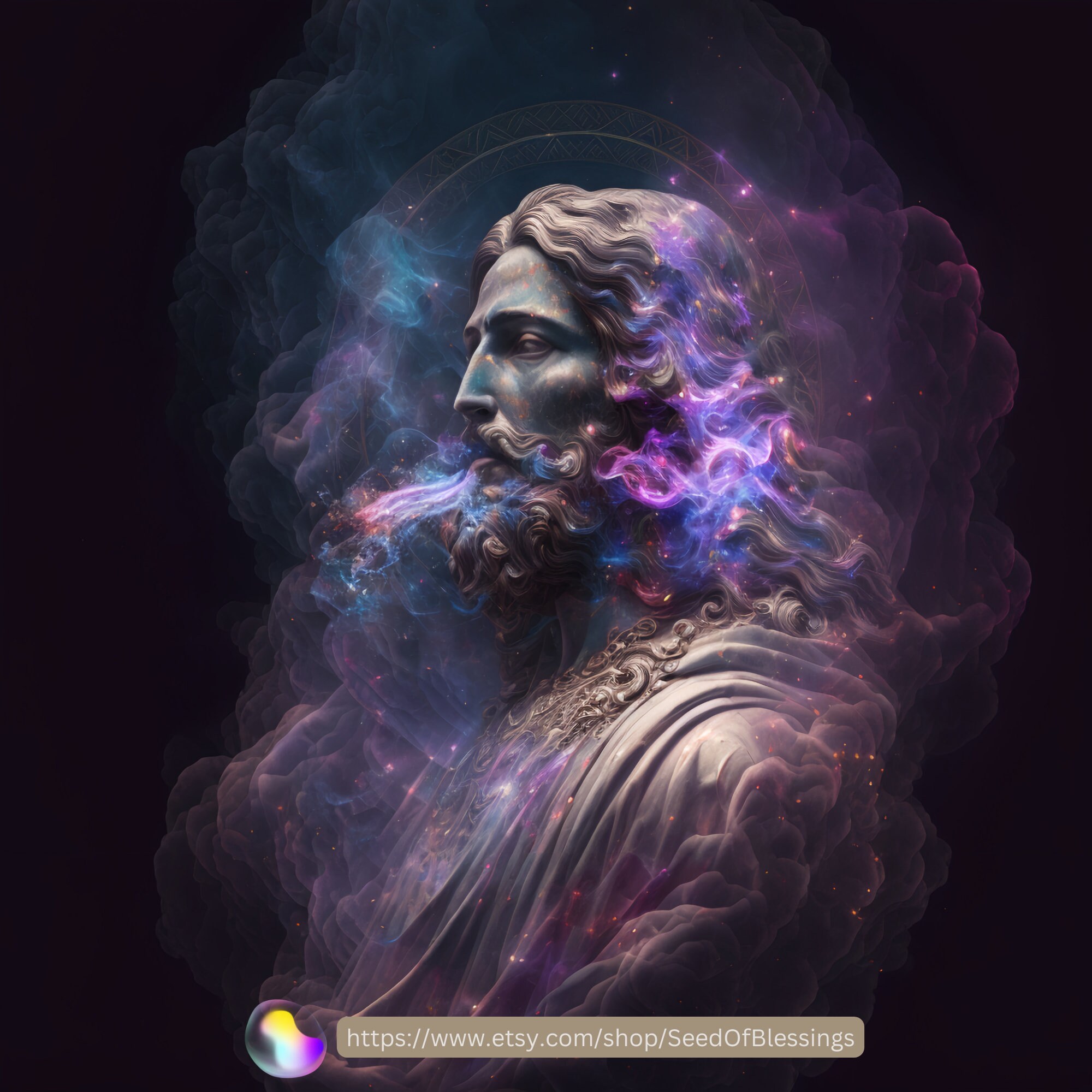 Jesus Christ Portrait Illustration Poster Galaxy Jesus Space Jesus ...