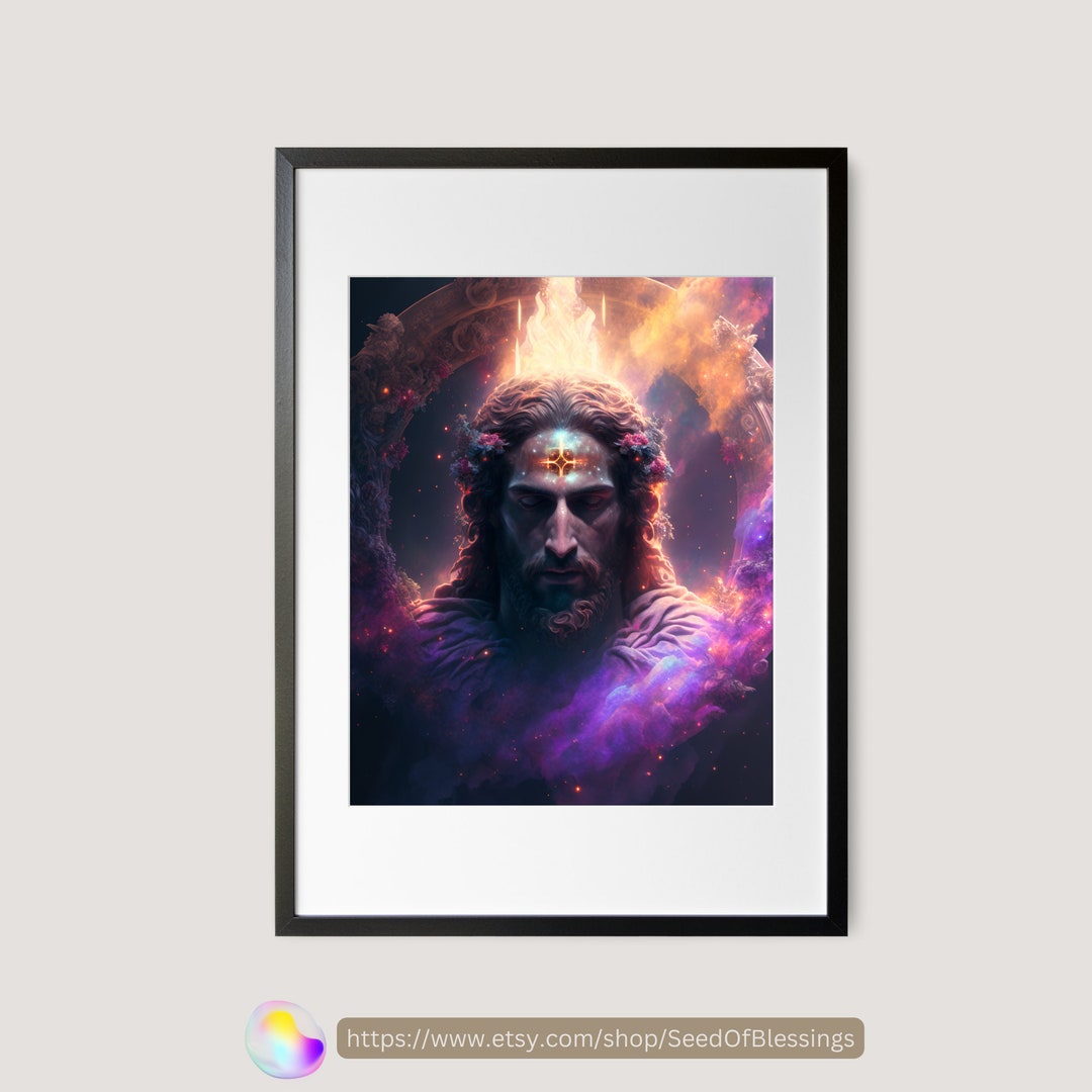 Jesus Christ Portrait Illustration Poster | Galaxy Jesus | Space Jesus ...