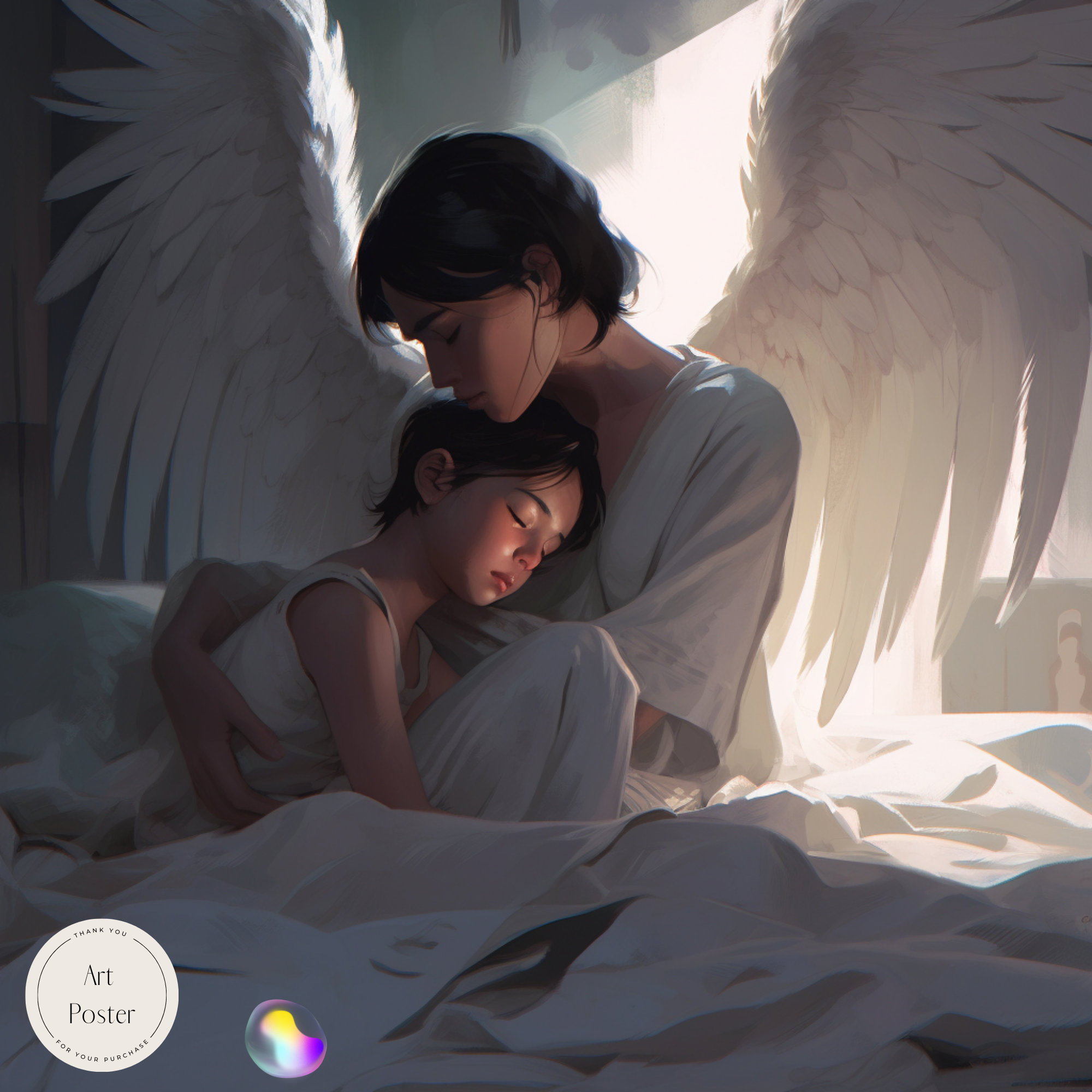 Guardian Angel Watching Over Child Spiritual Art Print Kids - Etsy