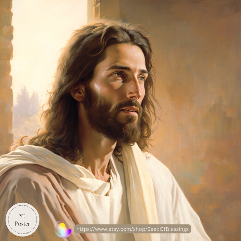 Jesus Christ Portrait Religious Wall Art Christian Decor Catholic Gift ...