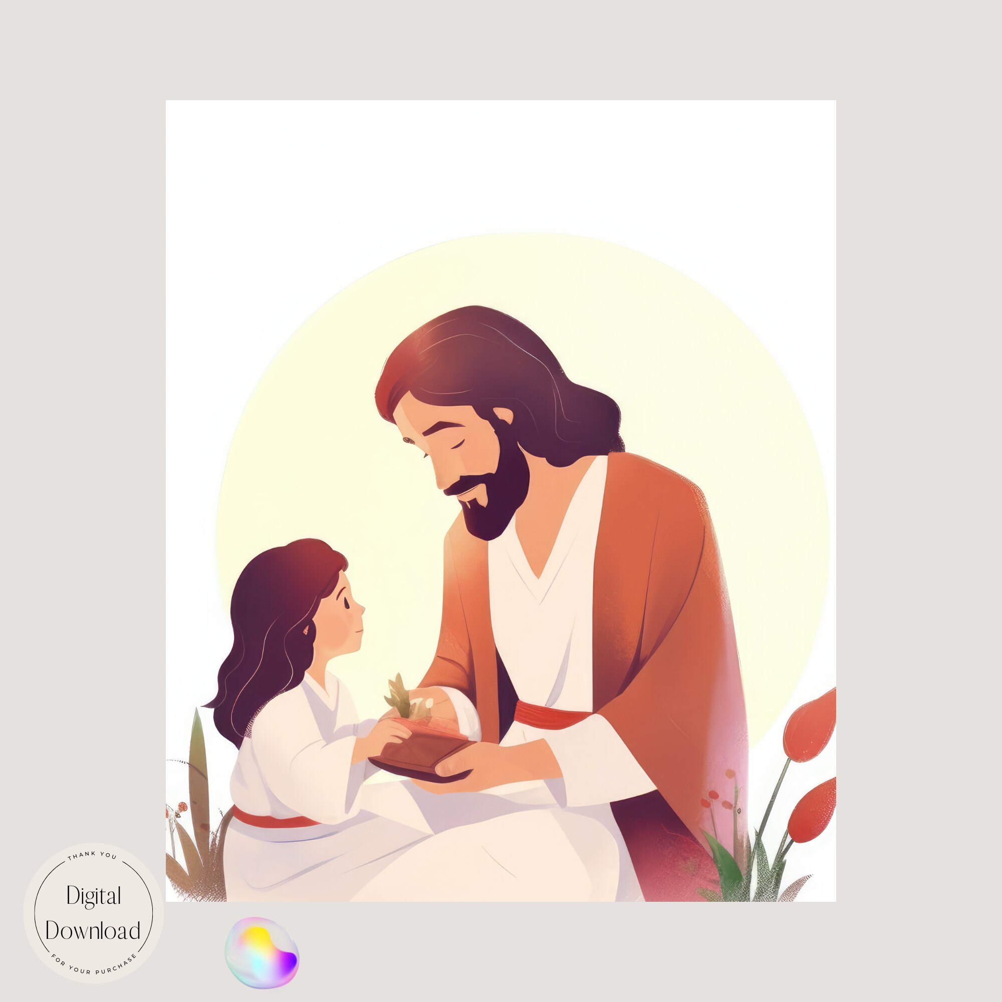 Jesus Christ and Children Religious Printable Art 93 Instant Download ...
