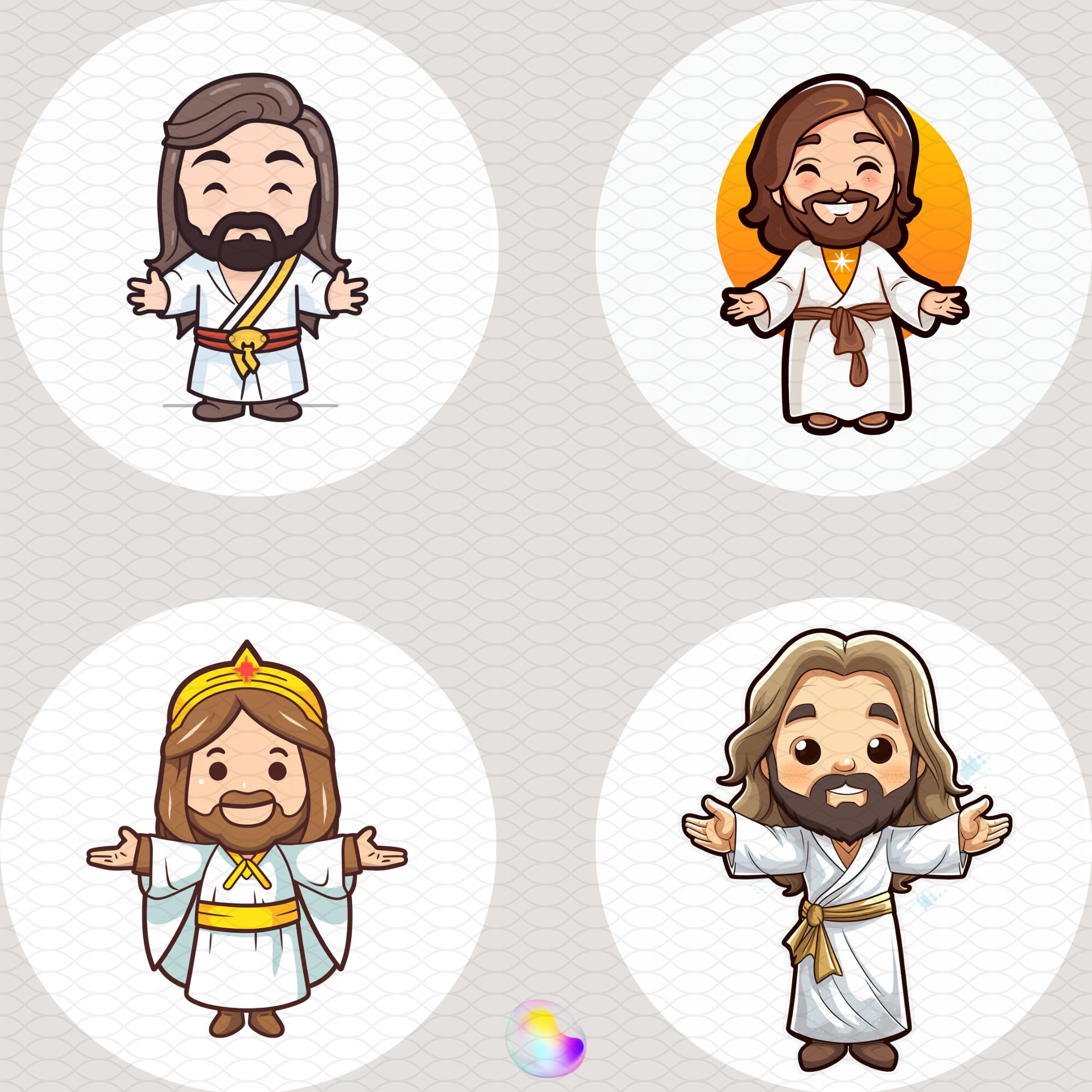 12x Cute Chibi Jesus Christ Sticker Sheet Circle Stickers 55 Jesus ...