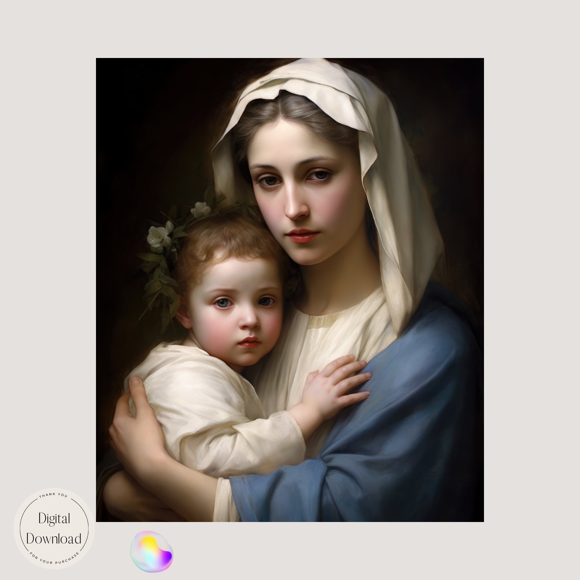 Mother Mary and Baby Jesus Printable Art 29 Instant Download Expecting ...