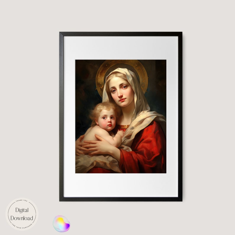 Mother Mary And Baby Jesus Printable Art 70 Instant Download Etsy