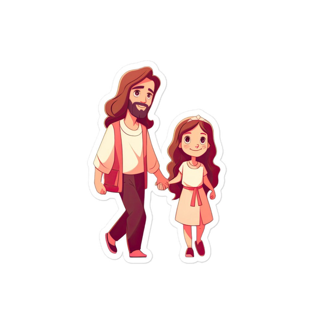 Jesus With Children Sticker, Jesus Christ Sticker | Kiss-cut & Bubble ...