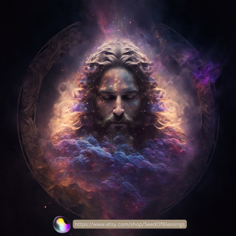 Jesus Christ Portrait Illustration Poster Galaxy Jesus Space Jesus ...
