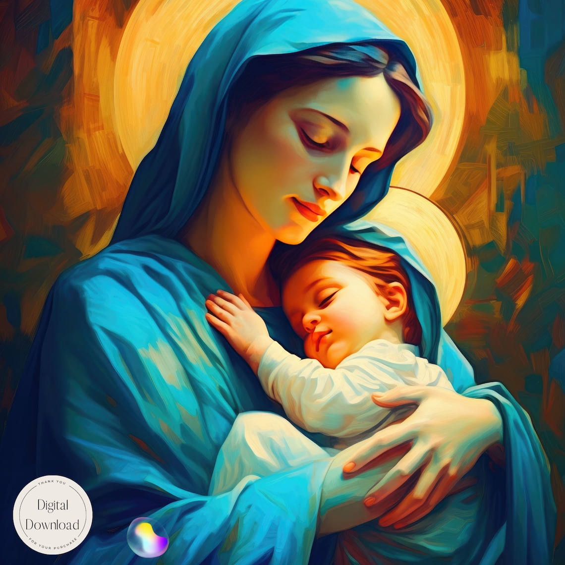 Mother Mary and Baby Jesus Printable Art 14 Instant Download Birth of ...