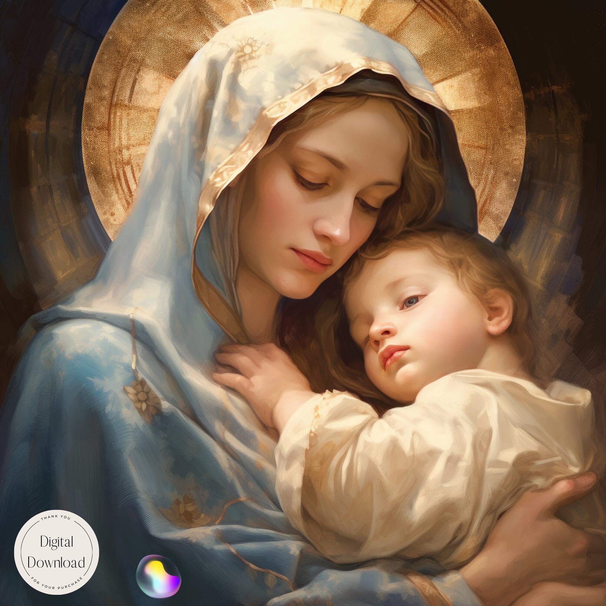 Mother Mary and Baby Jesus Printable Art 67 Instant Download ...