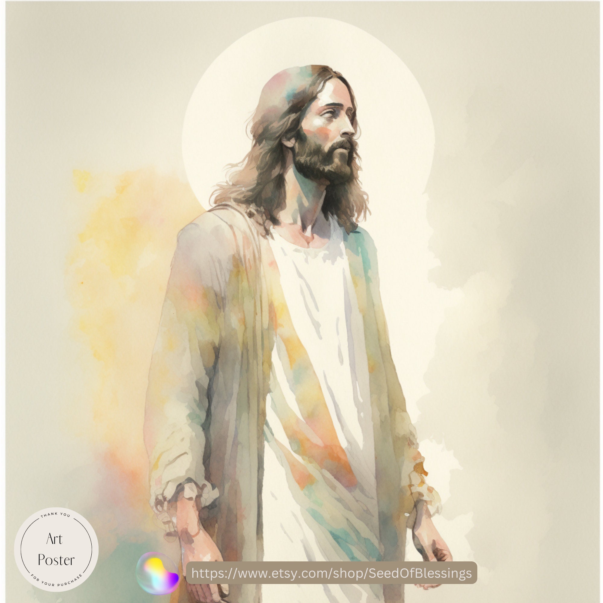 Jesus Christ Portrait Religious Wall Art Christian Decor Catholic Gift ...