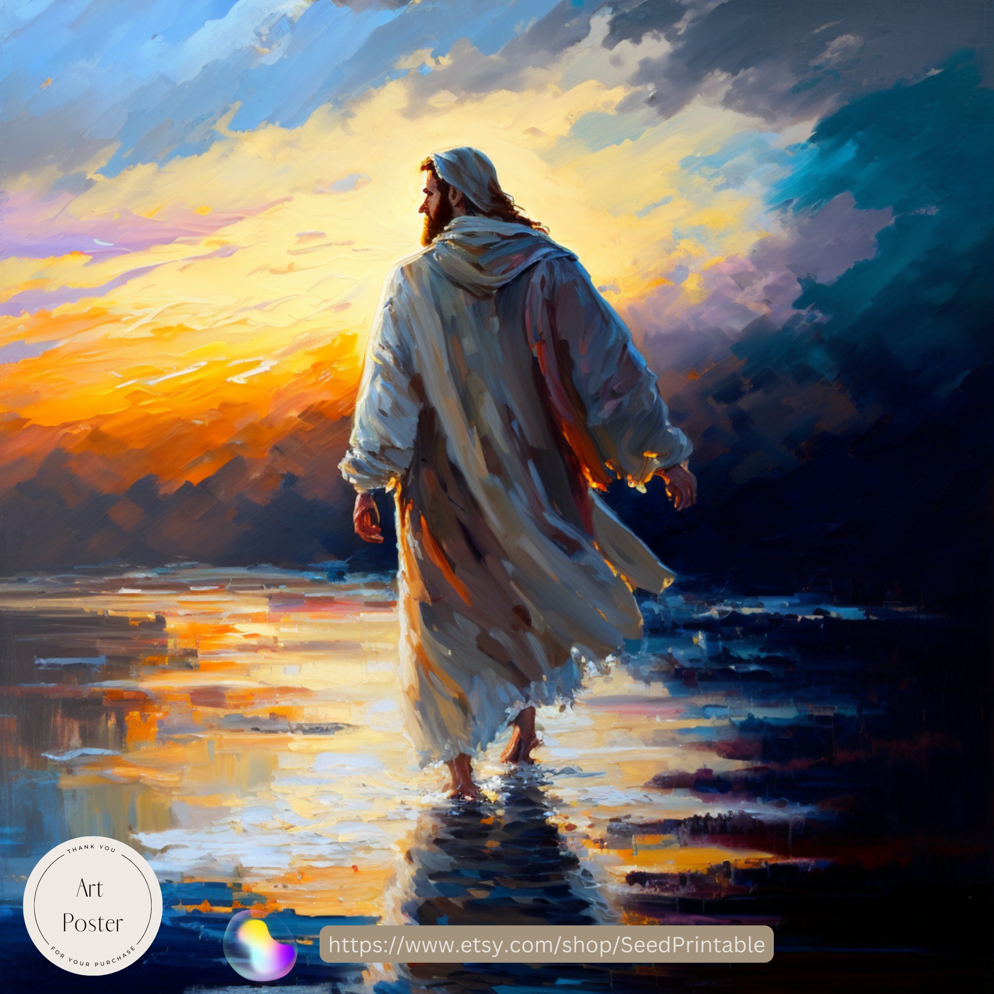 Jesus Walking on Water: A Miracle of Faith Art Poster - Etsy