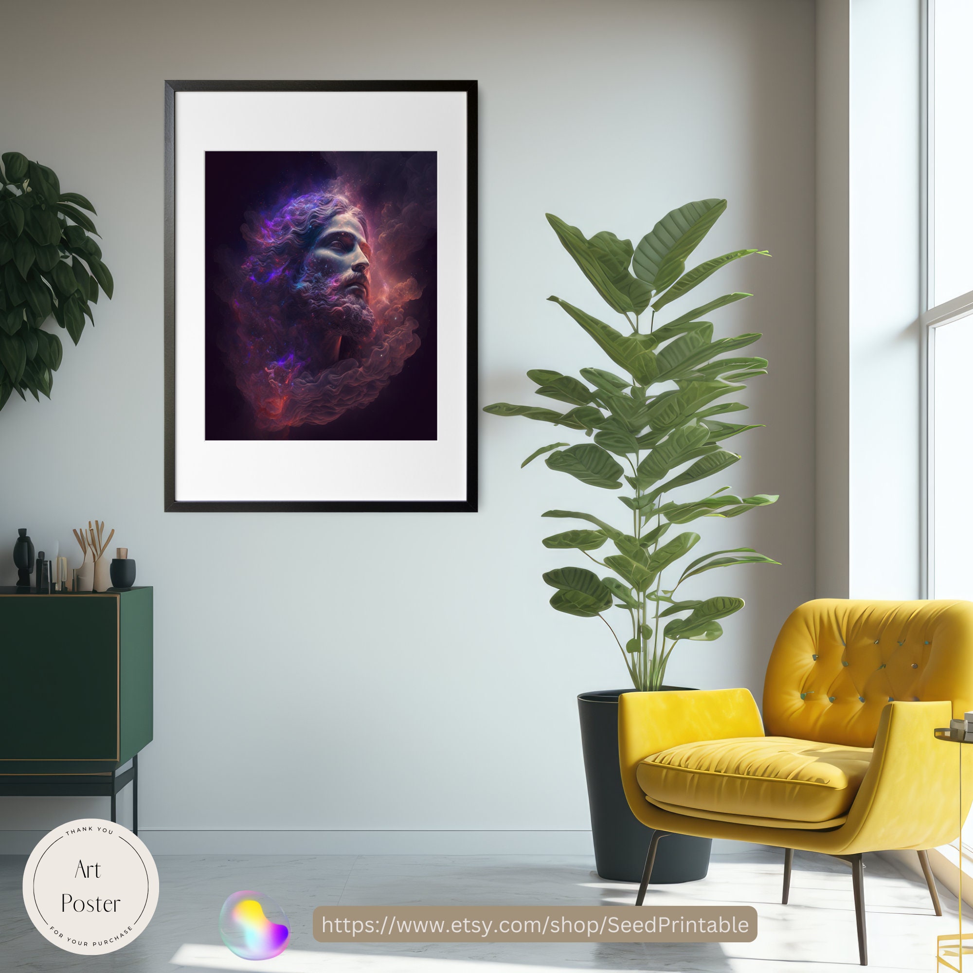 Jesus Christ Portrait Illustration Poster Galaxy Jesus Space Jesus ...