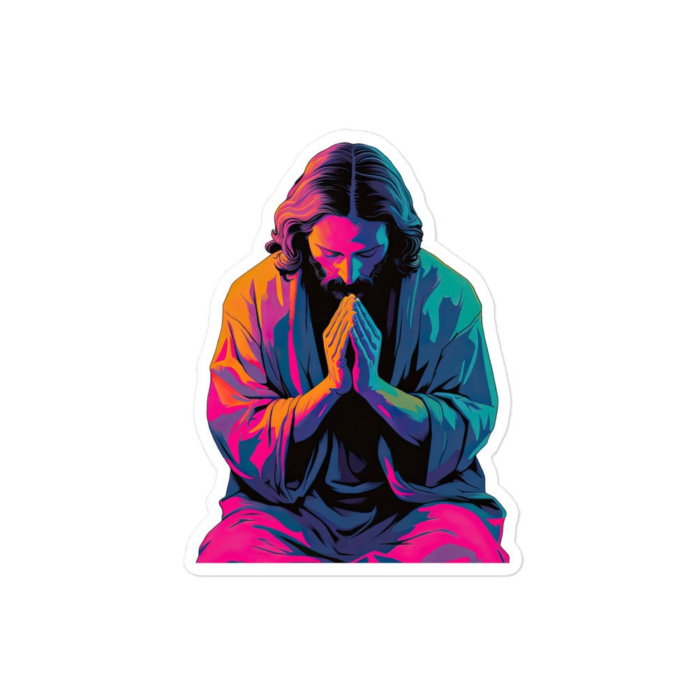 Praying Jesus Sticker | Jesus Christ Decal | Kiss-cut & Bubble-free ...