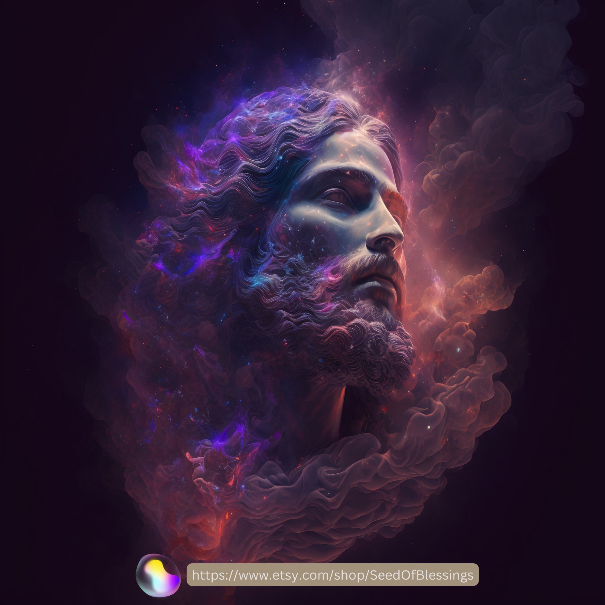 Jesus Christ Portrait Illustration Poster Galaxy Jesus Space Jesus ...